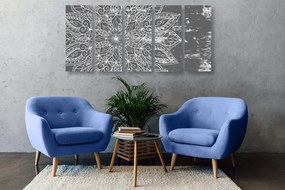 5-dílný obraz textura Mandaly v černobílém provedení Varianta: 100x50