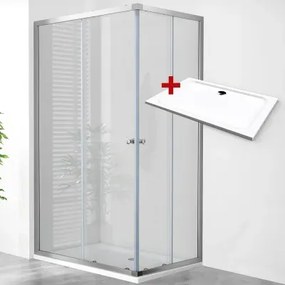 POINT ROCKY 120x80 Clear Obdélníkový sprchový kout s mramorovou vaničkou
