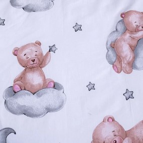 Bílé bavlněné dětské povlečení do postýlky 100x135 cm Teddy Bear "Ribbon" – Jerry Fabrics