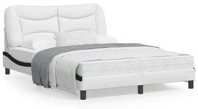vidaXL Rám postele s čelem bílý a černý 140 x 190 cm umělá kůže