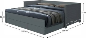 Rozkládací postel 90/180x200, šedá, GORETA Kondela 0000252394