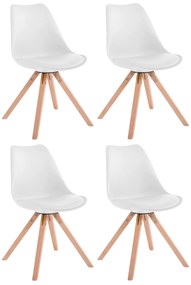 Jídelní židle Bordon - 4 ks - umělá kůže - přírodní rám | bílé