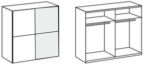 Šatní skříň se zrcadlem Baden, 179 cm, bílá