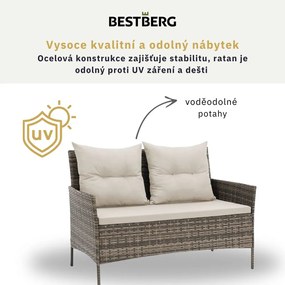 4dílná sada zahradního ratanového nábytku BestBerg Florence BBRF-1006BR / hnědá/krémová