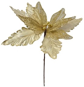 Dekorace zápich zlatá květina vánoční hvězda Poinsettia - Ø 45*57 cm