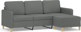 3místná pohovka s podnožkou tmavě šedá 180 cm textil 3201193