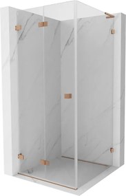 Mexen Lunar-F L, skládací sprchový kout levý 70 x 70 cm, 8mm čiré sklo, profil měděná matná, 836L-070-070-65-00-L