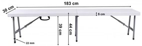 Cateringová lavice skládací 183 cm - bílá