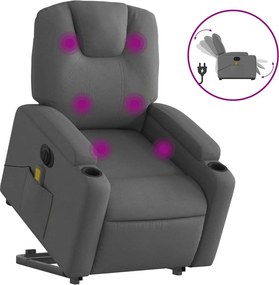 Elektrické zvedací masážní polohovací křeslo tmavě šedé textil 3204405