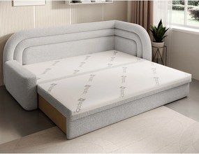 Krémová rozkládací/s úložným prostorem pohovka z textilie bouclé pravý roh 223 cm Fabillo – ELTAP