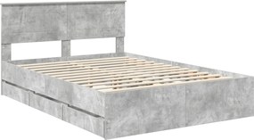 Rám postele s čelo Betonově šedá 160 x 200 cm Inženýrské dřevo 3407966
