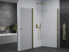 Mexen Pretoria Duo, sprchový kout s 2-křídlými dveřmi 90 (dveře) x 80 (dveře) cm, 6mm čiré sklo, zlatý profil, 852-090-080-50-00-02