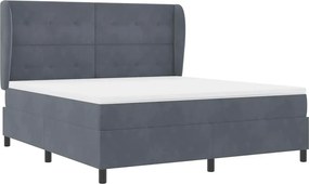 Postel s boxspringem s polštářem Tmavě šedá 200 x 180 cm samet 3340941