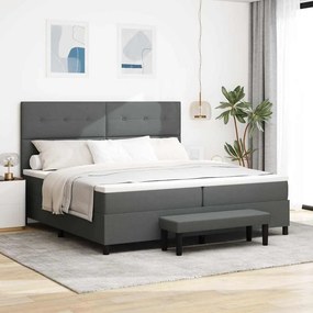 Postel s boxspringem s čelo Tmavě šedá 200 x 200 cm textil 3344094