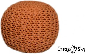 Pletený puf CRAZYSHOP SOLID Mini, oranžový (ručně pletený)