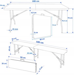 JAKS Skládací pivní set 180 cm černý