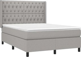 Box spring postel s matrací světle šedá 140 x 200 cm textil 3131673