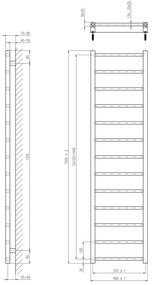 Sapho Sapho, MAKRO LIGHT topné těleso 400x1500 mm, černá mat, IR447TB