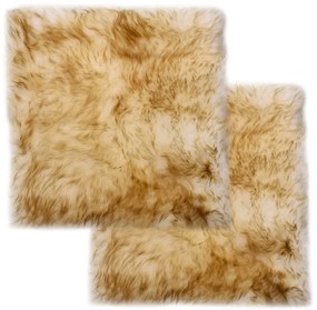 Podsedáky na židle 2 ks hnědé žíhané 40 x 40 cm pravá ovčí kůže 283887