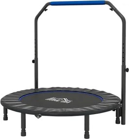HOMCOM Fitness trampolína pro dospělé Ø122 cm, skládací trampolína s 4stupňově nastavitelnou rukojetí, černá a modrá