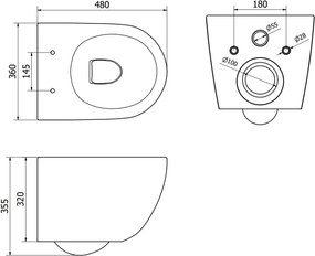 Mexen Lena WC mísa Rimless s pomalu padací deskou slim, duroplast, bílá/černý vzor - 30224095