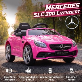 AIYAPLAY Elektrické auto pro děti 3+ let Mercedes SLC 300 12V s dálkovým ovládáním, LED předními světly, klaksonem a hudbou - Růžové