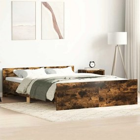 Rám postele s hlavovým a nožním čelem kouřový dub 135 x 190 cm 3203793