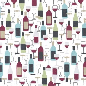 SCANquilt utěrka DEKORO sklenky a láhve vínovozelená 50 x 70 cm