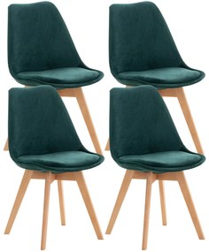 Jídelní židle Crediton - 4 ks - samet | zelené