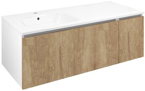 Sapho Sapho, LOREA skříňka s umyvadlem 121x46x51, 5cm (90+30cm), levá, dub Alabama/bílá matná, LE090-2231-L-02