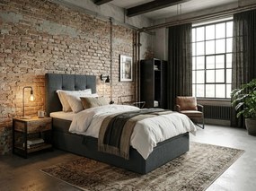 Čalouněná postel boxspring DIRELIS VIBE 90x200 cm tmavě šedá Matrace: Matrace Bonell pružinová