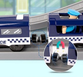 LEAN Toys Souprava městský policejní vlak modrý 203 km/h