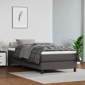 vidaXL Box spring postel šedá 100 x 200 cm umělá kůže