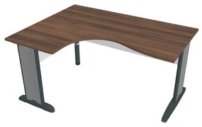 Stůl ergo vlna pravý 160×120/80 cm - Hobis Cross CE 2005 P Dekor stolové desky: ořech, Dekor lamino podnože: bílá, Barva nohou: černá