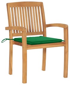 Stohovatelné zahradní židle s poduškami 4 ks masivní teak,  3073215
