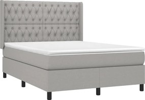 Box spring postel s matrací a LED světle šedá 140x190 cm textil 3138549