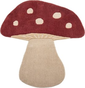 Červený vlněný dětský koberec 85x90 cm Mushroom – Bloomingville Mini