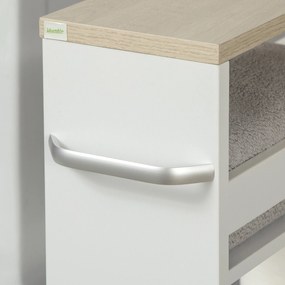Kleankin 3-patrový úzký koupelnový regál se bočním madlem a kolečky pro kuchyň a obývací pokoj, moderní styl 48x15x80 cm Bílý