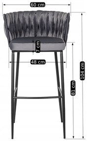Barová židle Flores 60 cm černá/šedá
