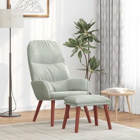 Relaxační křeslo s podnožkou světle šedé samet 3315116