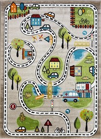 BE Dětský koberec Smart Kids 22919 BEIGE - béžový obdélníkový, autoškola Rozměr: 120x180 cm