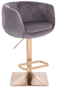 LuxuryForm Barová židle MONTANA  VELUR na zlaté hranaté podstavě - šedá