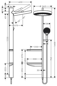 Hansgrohe Rainfinity - Showerpipe 360 1jet s podomítkovou instalací, chrom 26842000