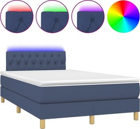 Box spring postel s matrací a LED modrá 120 x 200 cm textil 3133947