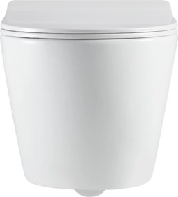 Invena Limnos, závěsná WC mísa se Swirlflush 490x370x360 mm + toaletní sedátko s pomalým zavíráním, bílá, INV-CE-93-001-L