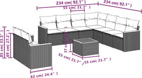 10dílná zahradní sedací souprava s poduškami černá polyratan 3258506