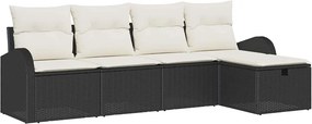 Set pohovek 5 ks Černá a krémová polyratan 3359056