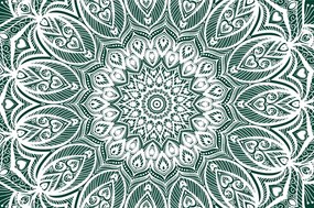 Samolepící tapeta Mandala harmonie na zeleném pozadí - 375x250 cm