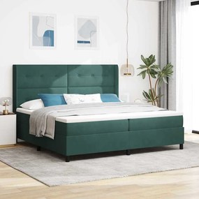 Postel s boxspringem s čelo Tmavě zelená 200 x 200 cm samet 3342029