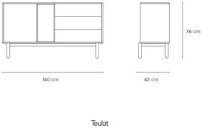 Tmavě šedá nízká komoda 137x76 cm Corvo - Teulat